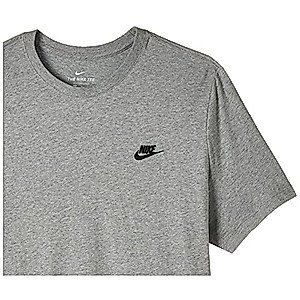 Nike Men's Standard NSW Club Tee, Dark Grey Heather/Black, Large