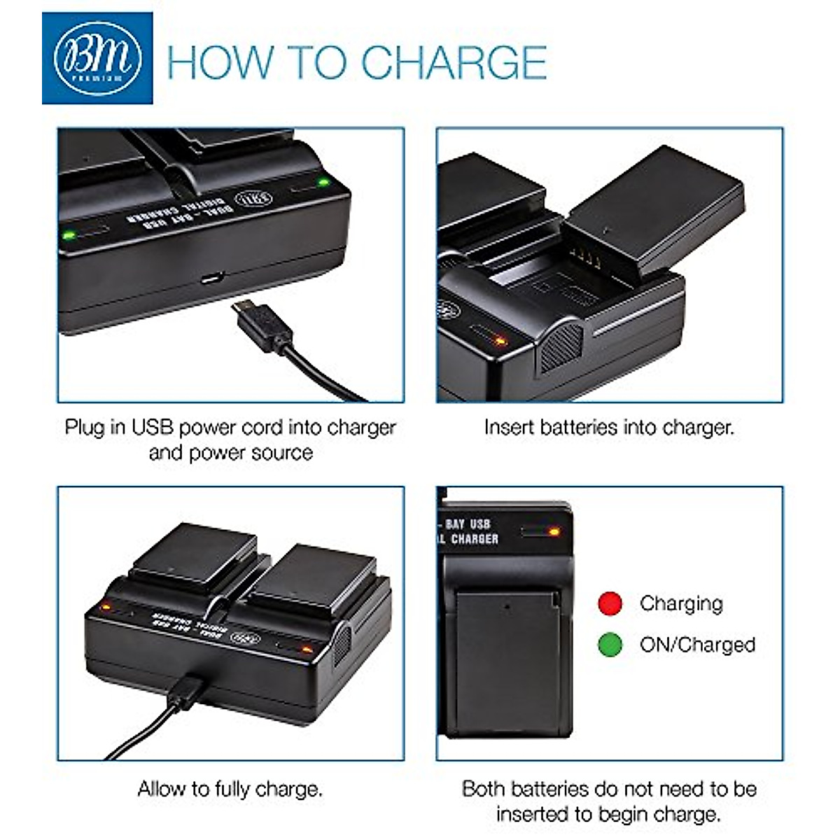 BM Premium Pack of 2 LP-E10 Batteries and USB Dual Battery Charger Kit for Canon EOS Rebel T3, T5, T6, T7, Kiss X50, Kiss X70, EOS 1100D, EOS 1200D, EOS 1300D, EOS 2000D Digital Cameras