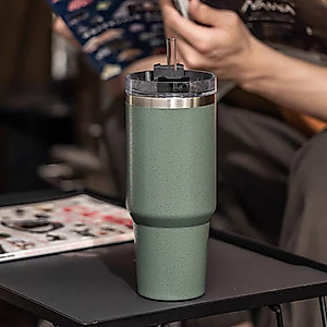 Replacement Straws for 40 oz Stanley Adventure Travel Tumbler, 12 inch Extra Long Clear Plastic Reusable Stanley Tumber Straws for Stanley Cup, Pack of 6 with 2 Cleaning Brushes