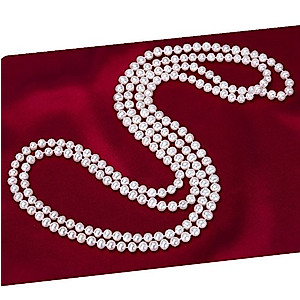 BeautyMood 2 Pcs Pearl Necklace, Stylish Long Pearl Chain for Clothing, Clothing Accessories Bead Accessories (White)