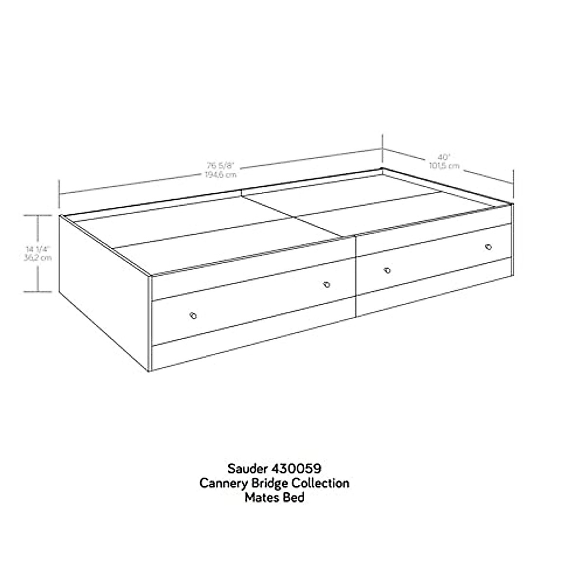 Sauder Cannery Bridge Twin Mate's Bed in Sindoori Mango, Sindoori Mango Finish