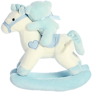 Aurora® Melodious Musicals! Baby Boy Rocking Horse™ Baby Stuffed Animal - Musical Entertainment - Engaging Play - Blue 12 Inches