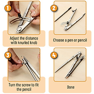 Mr. Pen- Professional Compass for Woodworking, 8 Inch Compass with Wing, Large Compass for Geometry, Compass Drawing Tool, Woodworking Compass, Pencil Compass for Carpenter, Drafting, Drawing Compass