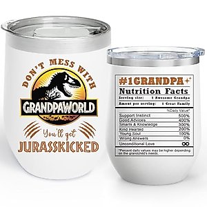 Grandpaworld Tumbler, Hilarious #1Grandpa Nutrition Facts Tumblers, Gift for Father’s Day or Grandpa’s Birthday