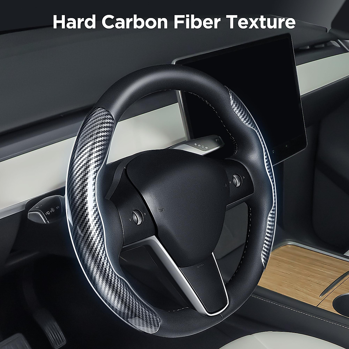 Universal Fit Carbon Fiber Steering Wheel Cover, BenLoc Hard Car Steering Wheel Cover Protector, Segmented Non-Slip Carbon Fiber Car Wheel Cover Blue