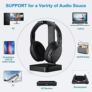 ANSTEN Wireless Headphones for TV Watching with Digital Optical RCA 2.4GHz RF Transmitter Charging Dock, Over Ear Headset with 3 Audio Modes, 197FT Wireless Range, 10Hrs Audio Playtime
