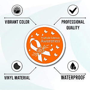 50 Pack Pcs Multiple Sclerosis Awareness Orange Ribbon Stickers for Water Bottles Waterproof Vinyl Laptop Luggage Inspirational Sticker Packs Teens Adults Aesthetic Small Decals