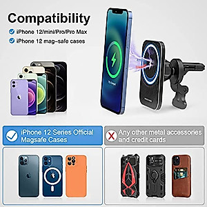 Magnetic Car Mount Charger Compatible with MagSafe, BIUBLE 15W Car Charger - Phone Mount Air Vent Phone Holder Compatible with iPhone 13/13 Pro/13 mini/13 Pro Max/12/12 Pro/12 mini/12 Pro Max