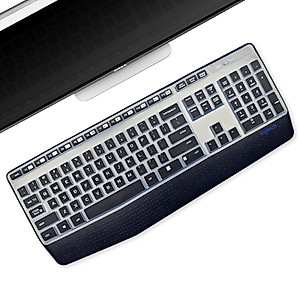 Premium Ultra Thin Silicone Full-Sized Keyboard Protector,Compatible with Logitech MK345 Wireless Keyboard, Waterproof Dustproof Keyboard Skin (Black)