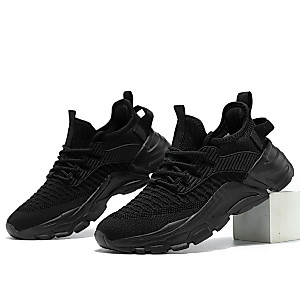 Women's Running Shoes Non Slip Shoes Breathable Lightweight Fashion Sneakers Slip Resistant Athletic Sports Walking Gym Work Shoes Black