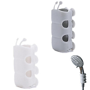 2 Pack Punch-Free Shower Holder Silicone Suction Wall Mounted Bracket Shower Head Bracket Shower Accessories
