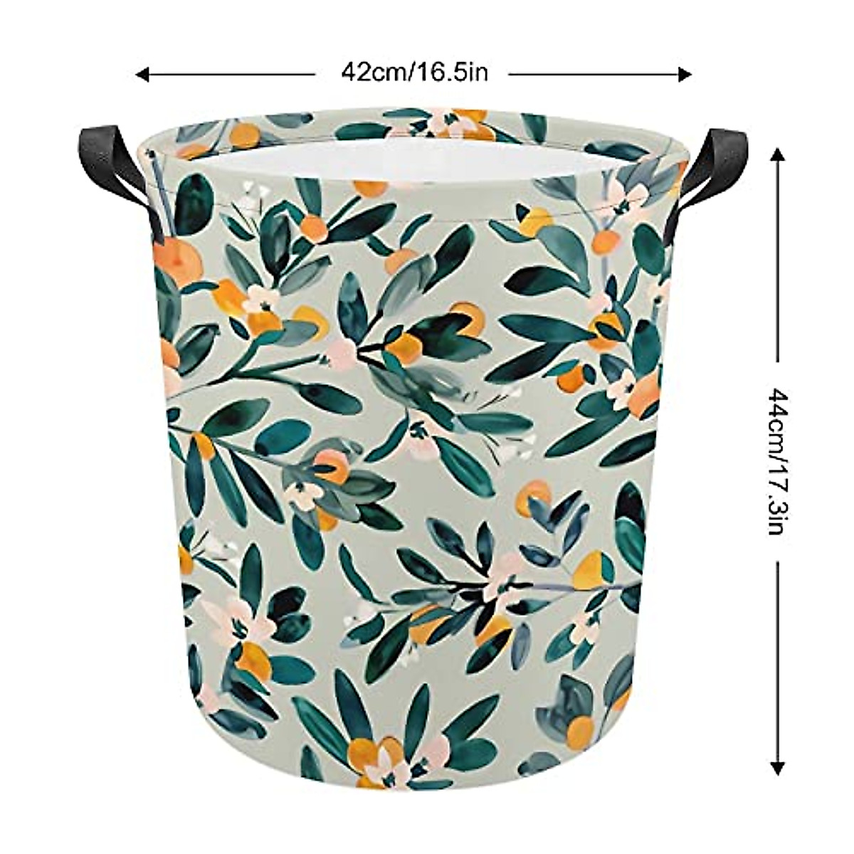 RENJUNDUN Laundry Hamper Basket Clementine Sprigs Laundry Bag Collapsible Oxford Cloth Stylish Home Storage Bin with Handles 17.3inch H x 16.5inchD