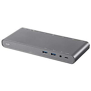 Monoprice USB-C Dual-Monitor Docking Station for USB-C Laptops, MST and Power Delivery up to 100 Watts with USB-C Cable, 4K@30Hz, 3.5mm Audio Outputs, Supports Windows, MacOS, Chrome OS, and Linux