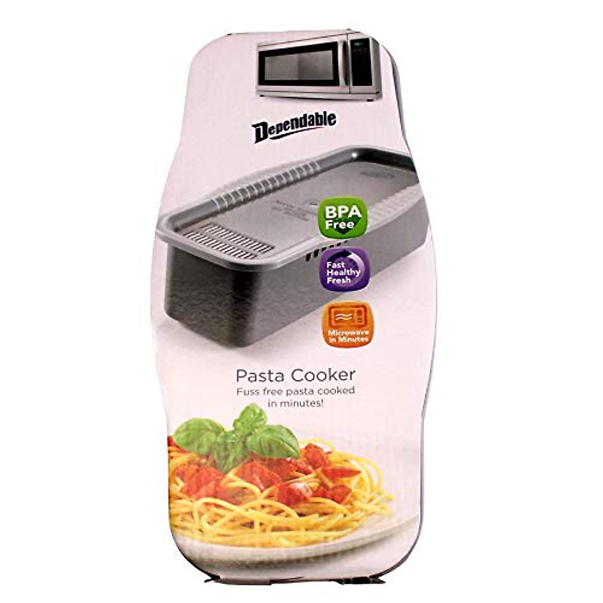 Dependable Industries BPA-Free Non-Stick Microwave Pasta Cooker in Gray with Portioning Tool - Fast, Easy Meals In Minutes Cooks All Types Of Pasta