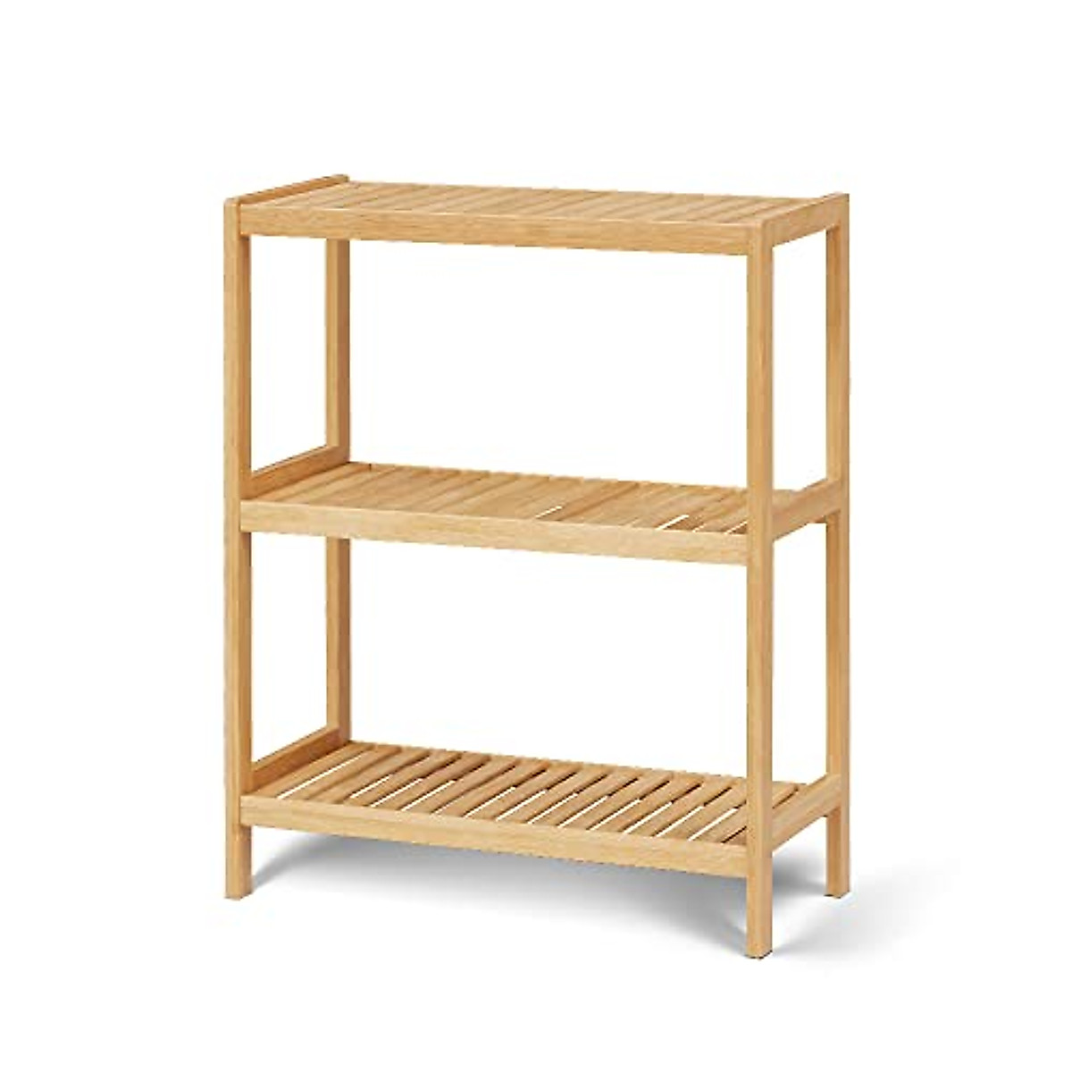 HLXZN 3 Tier Bamboo Shelf Storage Organizer Rack Toilet Utility Shelves Standing Shelf Units for Bathroom, Living Room, Kitchen
