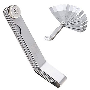 OriGlam Offset Feeler Gauge Set with 16 Blades, Standard Metric Offset Valve Feeler Gauge for Measuring Gap Width/Thickness 0.05mm - 1.0mm