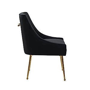 Limari Home Lombardo Collection Modern Style Velvet Upholstered Dining Chair with Back Handle (Set of 2), Black, Gold