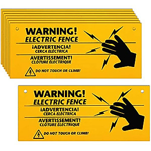 8 Pieces Electric Fence Warning Signs 10 x 4 Inch Plastic Electric Fence Safe Signs Caution Warning Sign for Danger Electric Fence Sign Farm Home