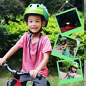 3D Cartoon Dinosaur Kid Safety Green Helmet with Rear LED Warning Light Adjusted Belt for Multi-Sport Bike Protective Gear Rollerblading Inlineskating Cycling Balance Use Youth Girls Boys 5-8 (Green)