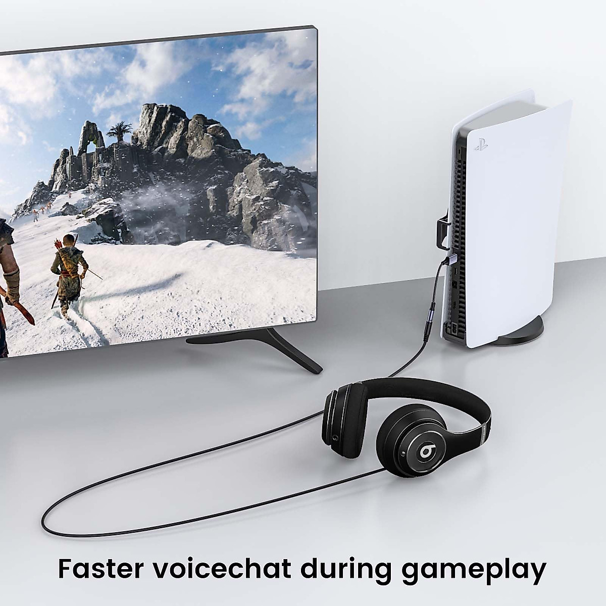 MOSWAG USB to Audio Jack Adapter 0.65Feet/20cm, External Sound Card Jack Audio Adapter with 3.5mm Aux Stereo Converter Compatible with Headset, PC, Laptop, Linux, Desktops, PS4 and More Device