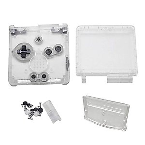 Cowhilan Replacement Clear Full Housing Shell Case Compatible with Gameboy Advance SP GBA SP Console, Send with Game Card Shell, Transparent