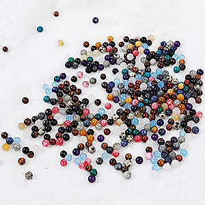 Natural Round Stone Beads Genuine Real Gemstones Smooth Beads with 800pcs 6mm 15 Kinds for Jewelry Making Bracelet Earrings Necklace DIY Crafting Art Crafts