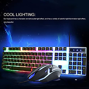 Gaming Keyboard Mouse Combo, Comfortable Touch Cool Appearance Backlight Keyboard Mouse Set ABS 104 Key for Office