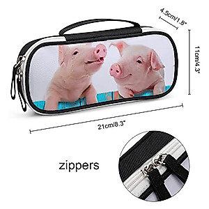 Funny Pig Printed Pencil Case Bag Stationery Pouch with Handle Portable Makeup Bag Desk Organizer