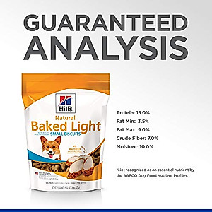 Hill's Natural Baked Light Dog Biscuits with Real Chicken for Small Dogs, Healthy Dog Snacks, 8 oz. Bag