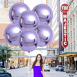 KatchOn, Big Purple Foil Balloons - 22 Inch, Pack of 6 | 360 Degree 4d Metallic Purple Balloons | Lavender Balloons, Lavender Party Decorations | Purple Mylar Balloons for Purple Birthday Decorations