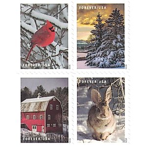 USPS Forever Stamps Winter Scenes - Book of 20 Postage Stamps