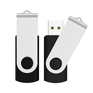 JUANWE 128GB USB Flash Drive 2 Pack 128GB Portable Thumb Drive USB 2.0 Storage Memory Stick for Computers USB Drive Pen Drive with Rotated Design-Black