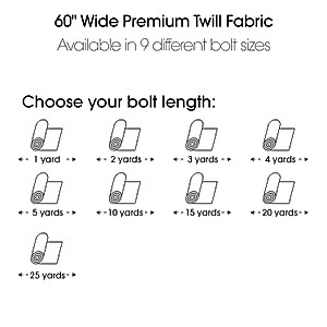 Pico Textiles 1 Yard - Black Poly Cotton Twill Fabric - Sold by The Yard - Ideal for Pants, Jackets, Skirts, and Upholstery, Polyester Cotton Fabric for Sewing, Embroidery Fabric