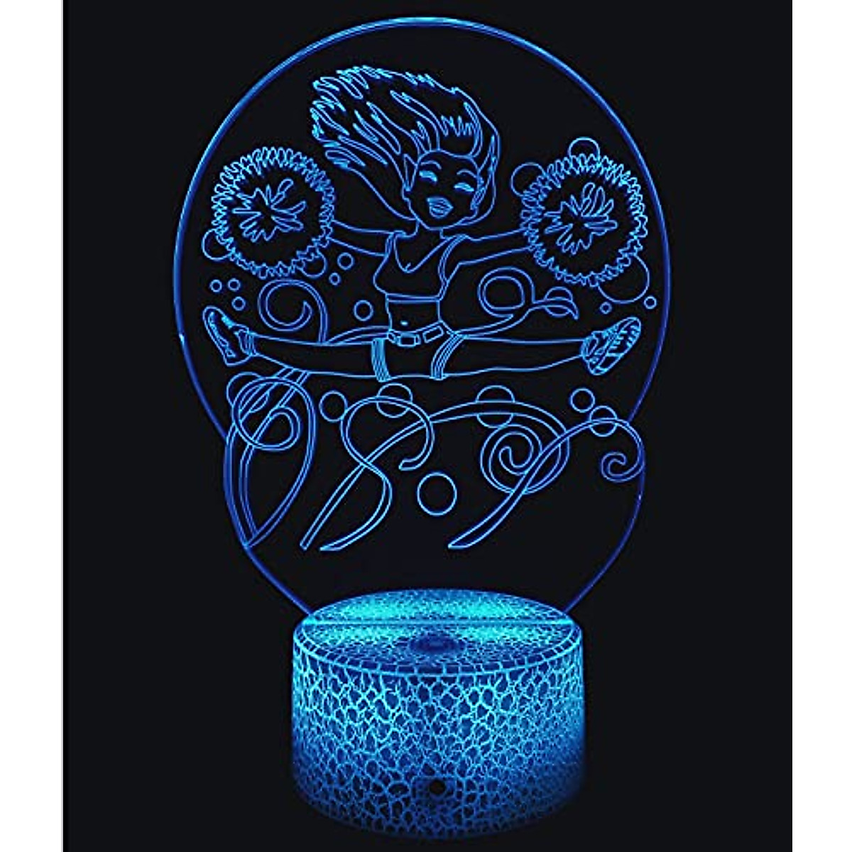 YTDZLTD Optical Illusion 3D Cheerleader Night Light 16 Colors Changing USB Power Remote Control Touch Switch Decor Lamp LED Table Desk Lamp