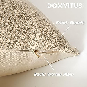 DOMVITUS Cream Throw Pillows Boucle Pillow Covers 18x18 Luxury Neutral Pillow Covers Couch Pillows for Living Room Sofa Accent Pillows Textured, 1PC, Cream Yellow