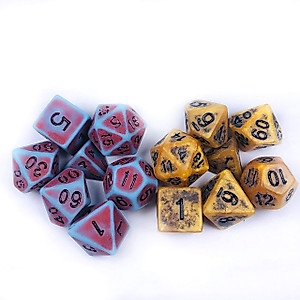 DND dice (Retro-Blue-Yellow)