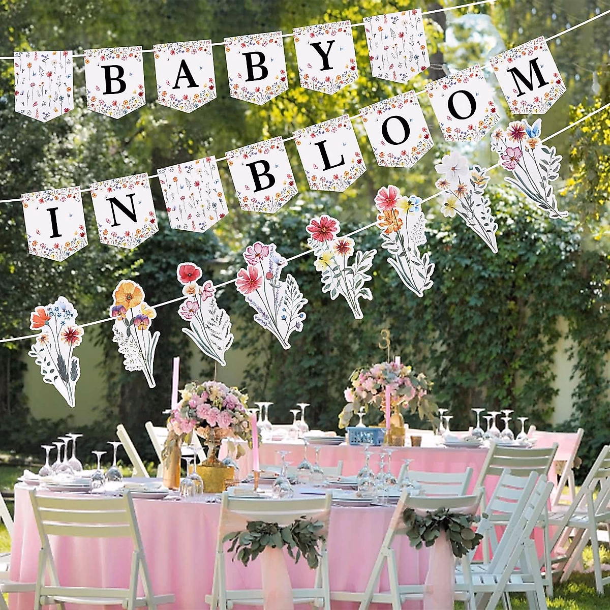 Heboland Baby in Bloom Banner Baby Shower Decorations for Girls, Wildflowers Baby Shower Decorations Hanging Banner Sign Party Supplies