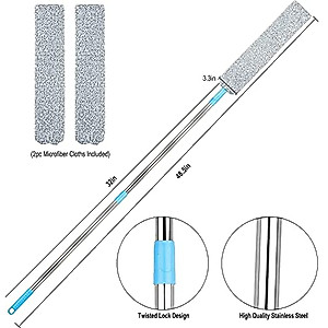 Retractable Gap Dust Cleaner Under Appliance Microfiber Duster Dust Brush with Extension Pole (36 to 55 inches) Cleaning Duster for Bed High Ceilings Furniture Bottom Household Gap Duster