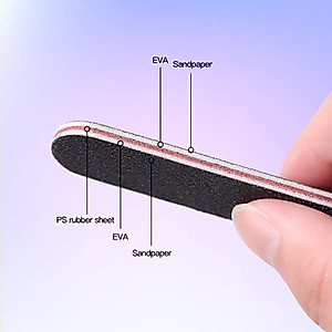 15pcs Nail File and Buffer Set Include 10pcs Double Sided 100/180 Grit Nail Buffer Block Sponge Nail File Washable (Purple) and 5pcs Emery Boards Nail Files Nails Supplies for Nails Professional