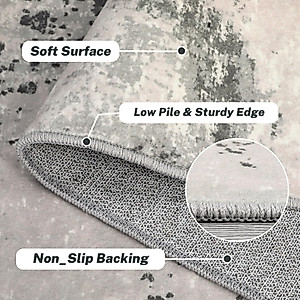 Abstract Area Rug 8'x10', Large Living Room Rug Machine Washable Rug Modern Area Rug Non-Slip Low Pile Rugs Accent Carpet for Bedroom, Kitchen, Home Office, Gray