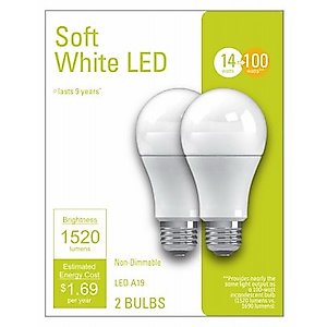 G E Lighting 32593 13W, A21 Soft White LED Light Bulb, 2 Count (Pack of 1)
