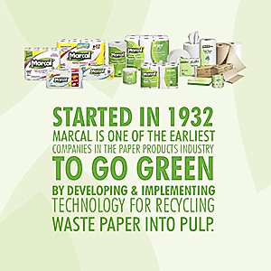 Marcal Paper Towels 100% Recycled 2-Ply, 60 Sheets Per Roll - Case of 15 Individually Wrapped Green Seal Certified 06709