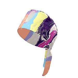 Women's Working Cap with Button and Sweatband, Head Covers Adjustable Tie Back Hat Headwraps Reusable Caps 3D Printed for Men Border Collie Dog Paint Watercolor