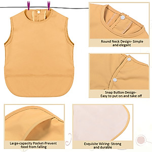 Zhanmai 4 Pcs Baby Apron Bib, Waterproof Bibs for Baby Feeding Apron Baby Bib Girl Boy Smock with Pocket, 6 to 12 Months Baby Feeding Bibs, 4 Colors