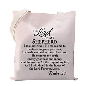 VAMSII Psalm 23 Gifts Tote Bag the Lord is My Shepherd Shoulder Bag Bible Verse Tote Bag Christian Shopping Bags (the Lord is My tote)