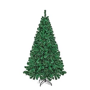 Artificial Christmas Tree Xmas Pine Tree, Automatic Open, Hinged Flocked with Metal Stand for Holiday Home Party Decoration(7.5FT, AUTO-Green)