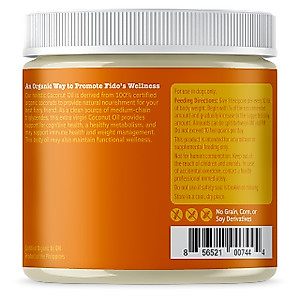 Coconut Oil for Dogs - Certified Organic & Virgin Superfood Supplement - Digestive & Immune Support - 16 OZ