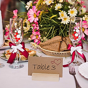 mifengda 20 Pieces Wood Place Card Holders Table Number Holders Stands Small Table Sign Holders Display Rustic Wooden Card Holder with Brown Paper Cards for Wedding Reception Table Party Decoration