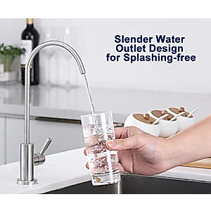 ESOW 100% Lead-Free Kitchen Water Filter Faucet, Fits Most Reverse Osmosis and Water Filtration System for Kitchen Bar Sink in Non-Air Gap, SUS304 Stainless Steel Brushed Nickel Finish