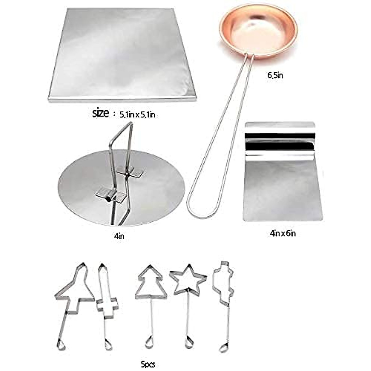 [LENITH] Dalgona Korean Squid Game Sugar Candy Cookies Stainless Copper Plate Making Tools 9pcs Set